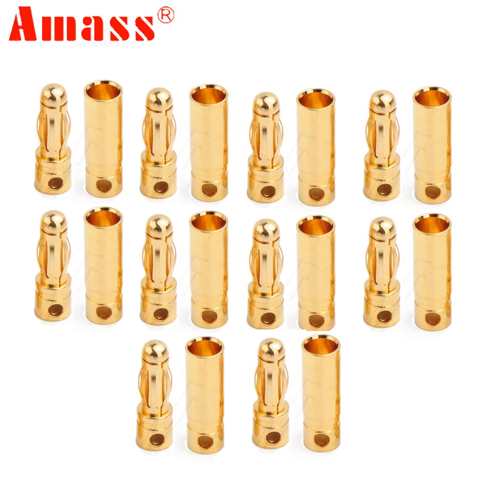 10 pairs Amass AM-1003B 4.0mm banana plug and socket 24k gold connector ...