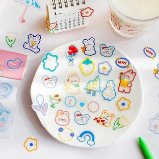 45pcs/pack Kawaii stickers scrapbook สติ๊กเกอร์ตัวใสลายเส้น แปะสมุดโน๊ต ...