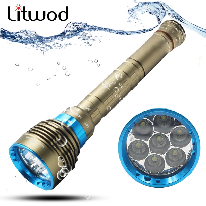 Dx 7 ไฟฉายดําน้ํา Super Bright Xml T 6 7 Led 13000 Lumens กันน้ํา 100 ...