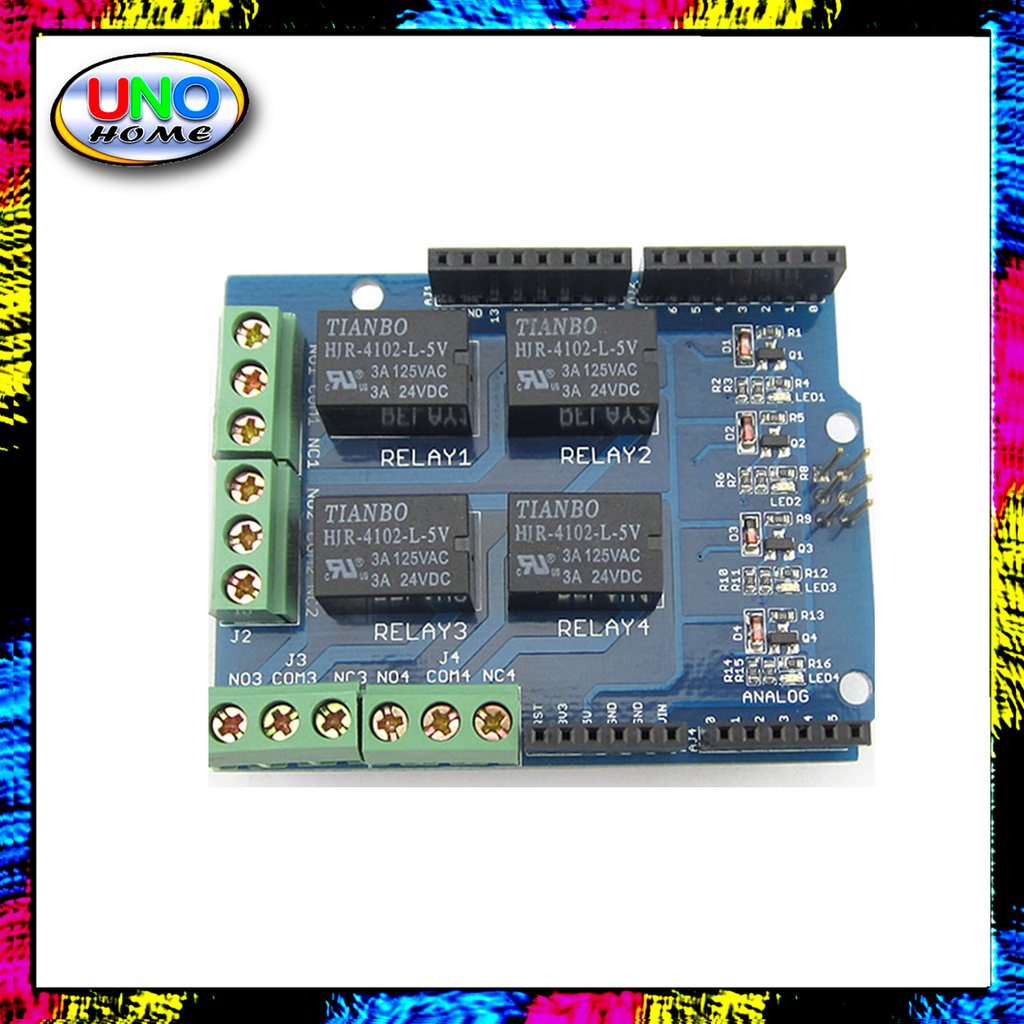 Arduino Relay Shield Module 4 Channel 5V for project arduino electronic ...