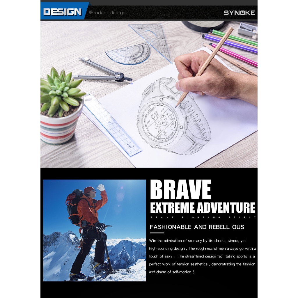 Synoke นาฬิกาข้อมือดิจิตอลสําหรับผู้ชายมีไฟ Led มัลติฟังก์ชั่น - longflight1.th - ThaiPick