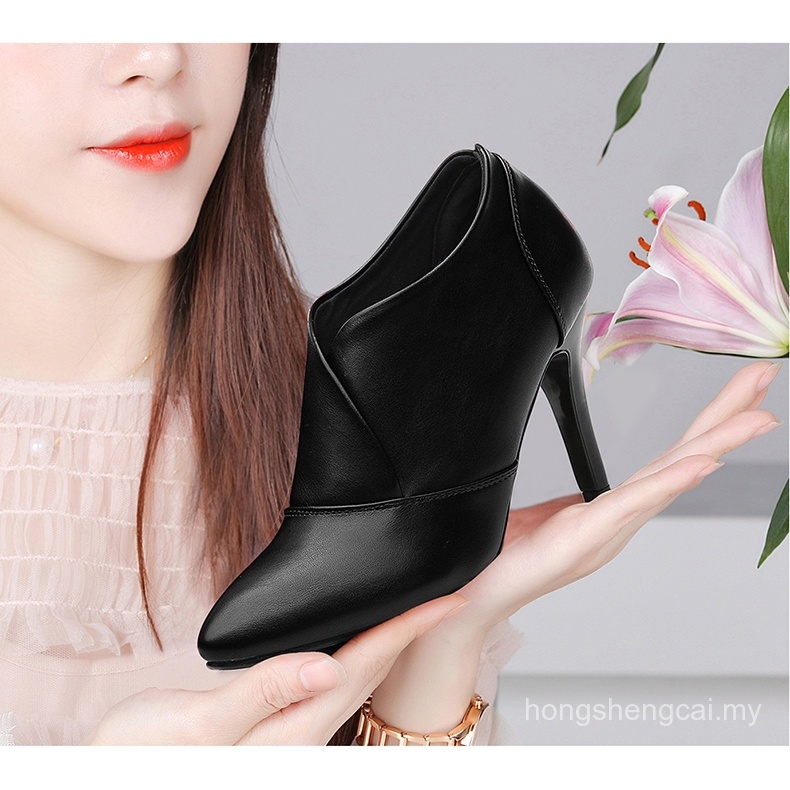 High Heels Thin Heeled Pointed Toe Semi-High Heeled Work Shoes ...