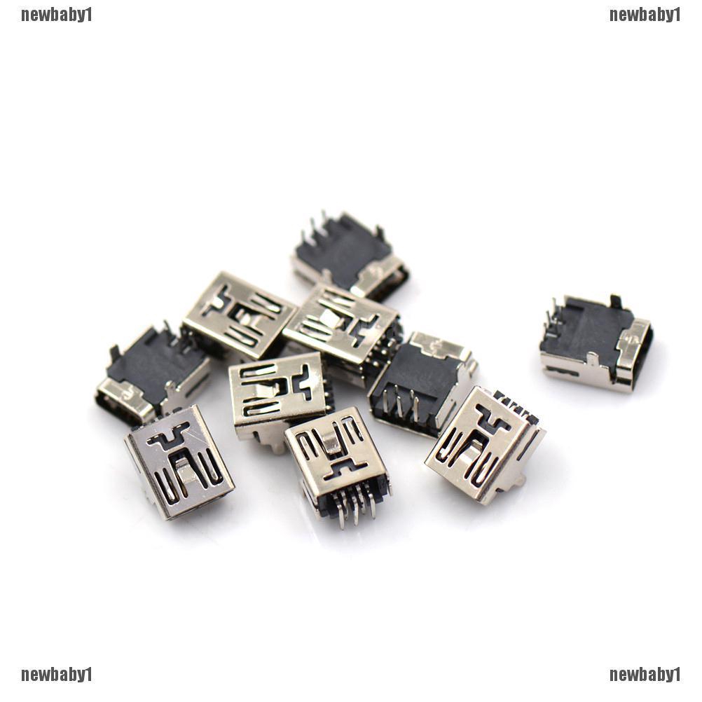 10Pcs Mini USB Female 5 Pin Type B Right Angle PCB Socket Connector 2 ...