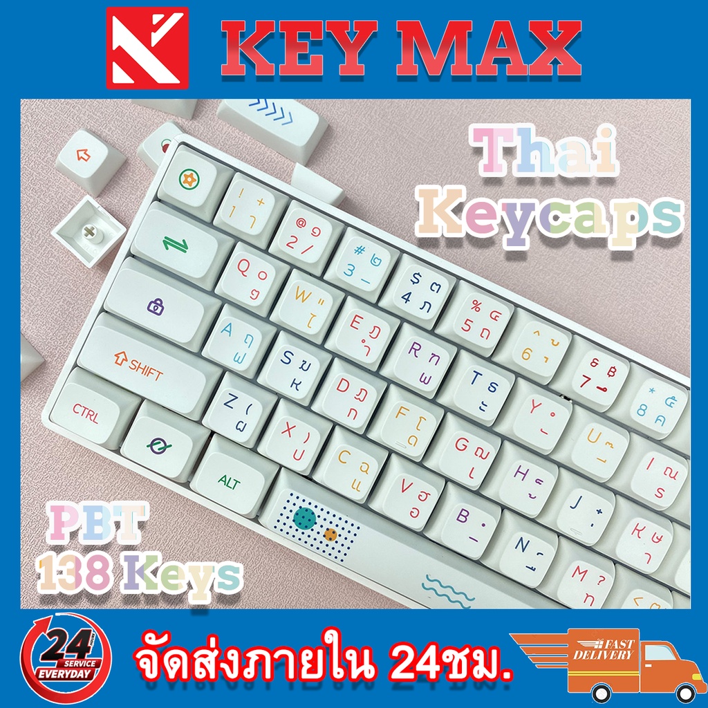 คีย์แคป Neon Keycaps Pastel Keycaps PBT XDA Profile Keycap with 60/64 ...