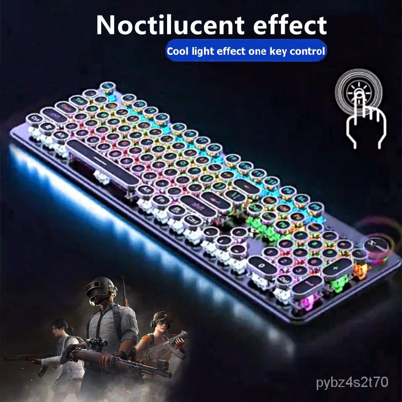 Mechanical keyboard RGB 30 colors retro punk electroplating knob light ...