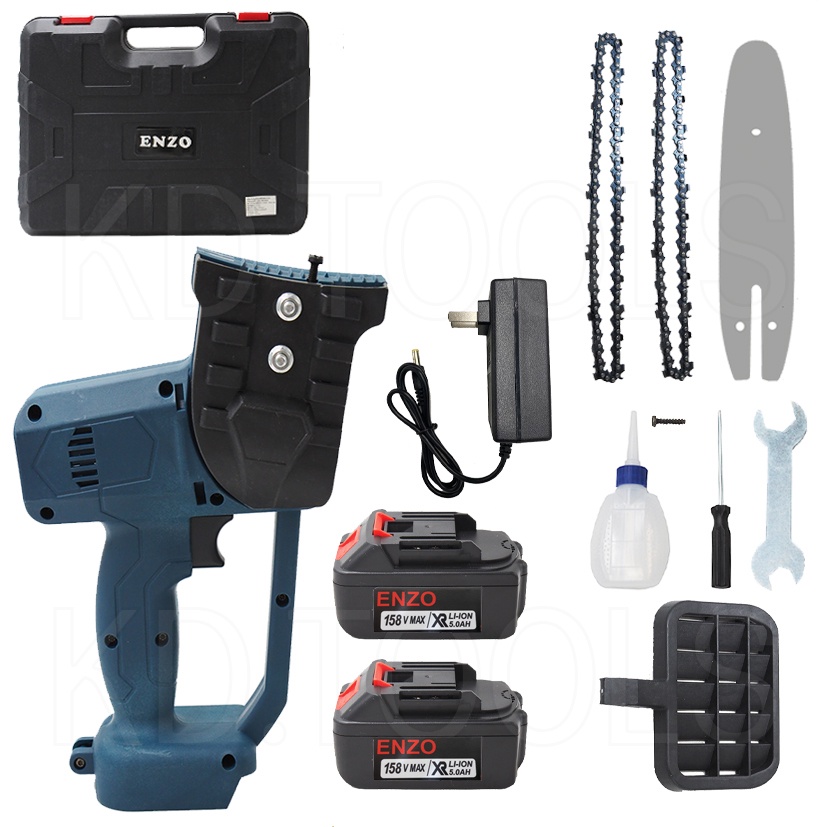 เลื่อยโซ่ไร้สาย เลื่อยโซ่แบตเตอรี่ เลื่อยโซ่ไฟฟ้า ENZO 158V แถมแบต 2 ก้อน รับฟรีตลับเมตร1 อัน ...