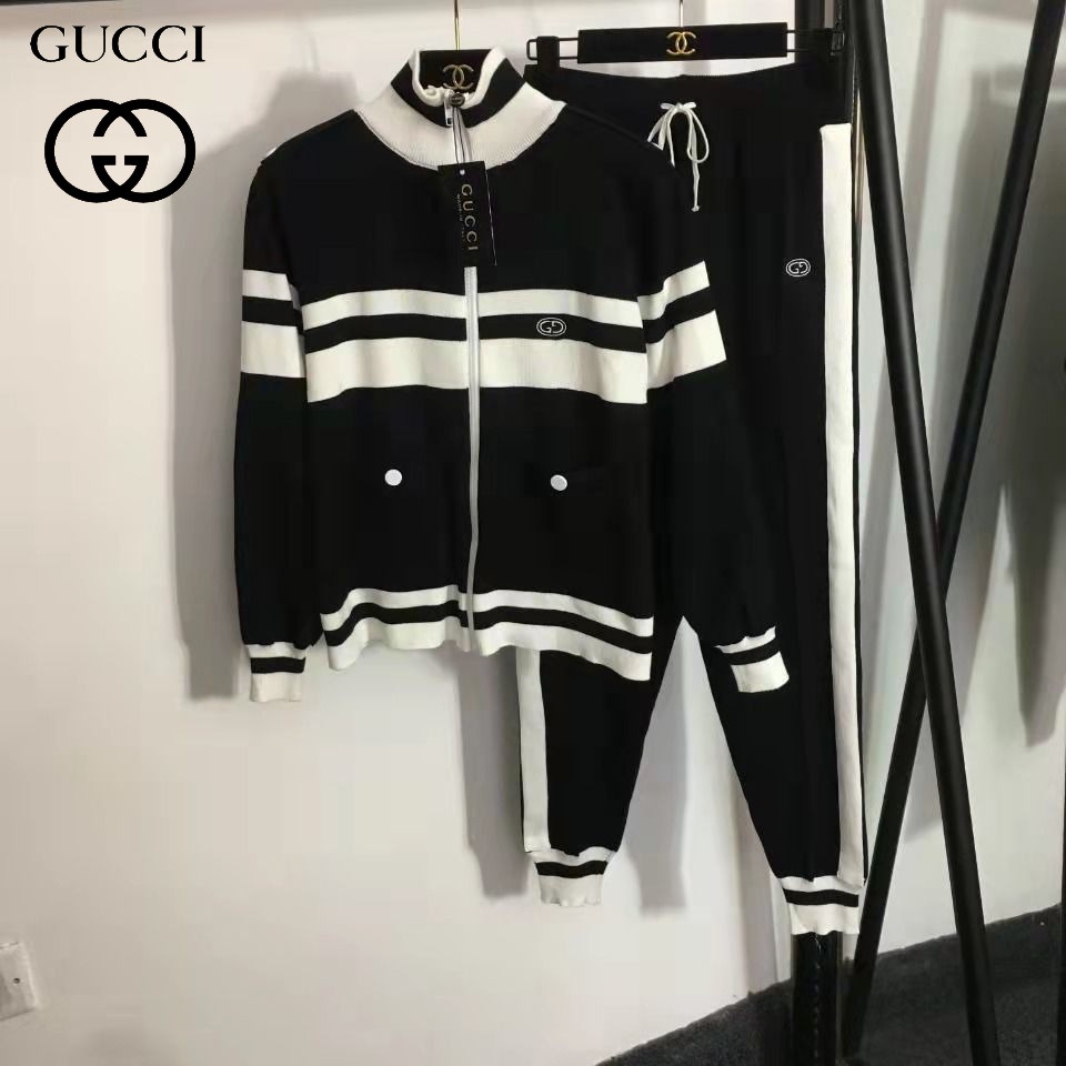 2PCS Top Pants Suit GUCCI Pure Cotto Autumn The New Women s Sweater Men ...