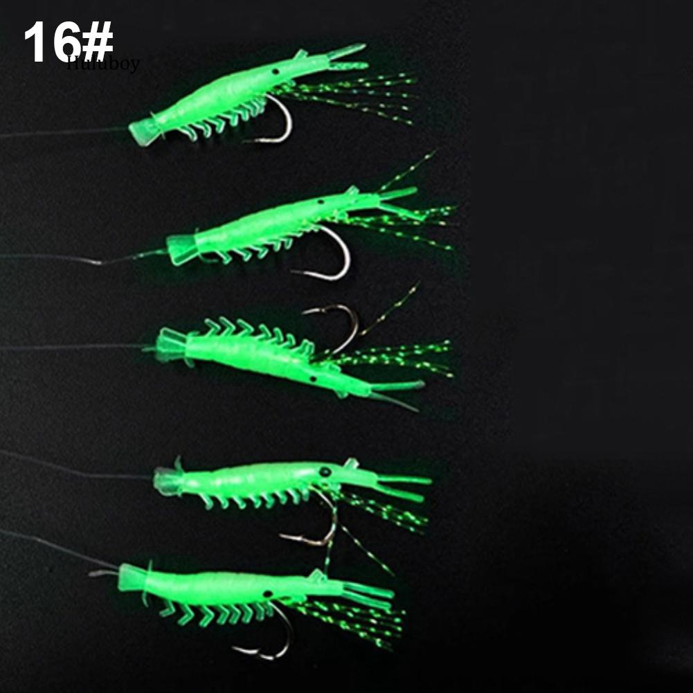 HUBY__5Pcs/Pack Glow In Dark Soft Simulation Prawn Shrimp Fishing Lure Hook Baits - huluboy.th ...