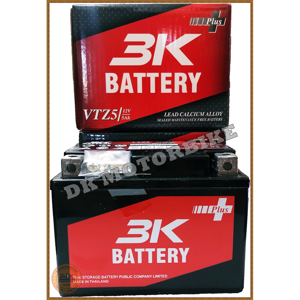 แบตเตอรี่ 3 K สำหรับรถมอเตอร์ไซด์ 3K BATTERY - PLUS / 5 แอมป์ / 12 Volt ...