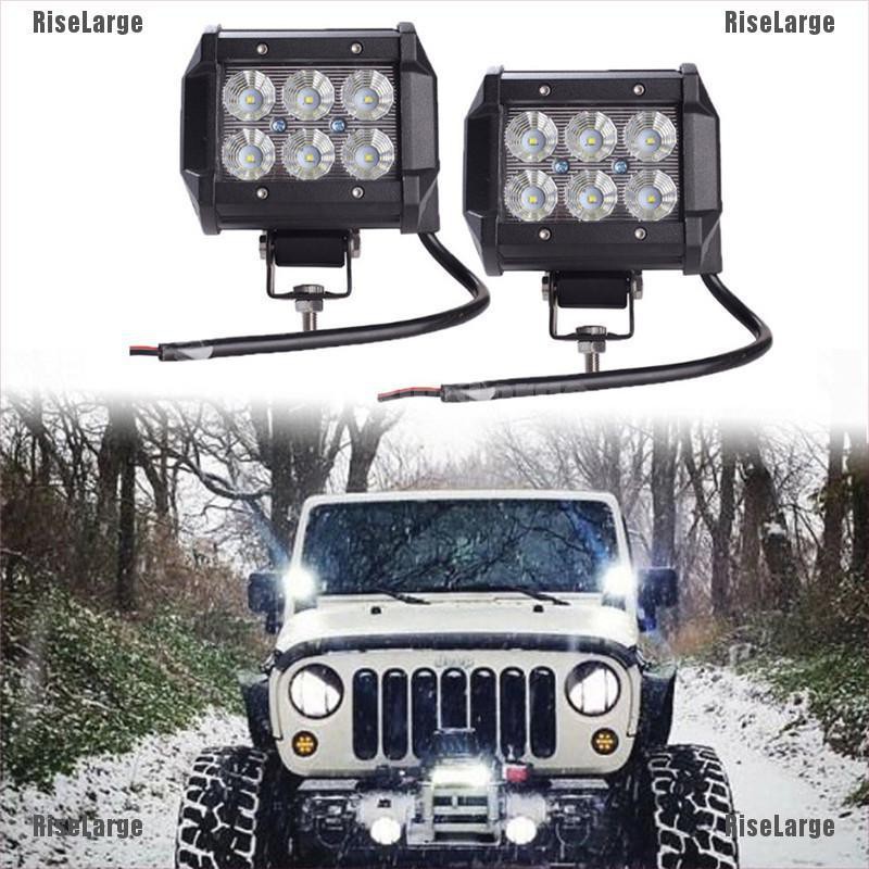 RiseLarge 18W LED Work Light 4WD Offroad Spot Fog ATV SUV UTE Driving ...