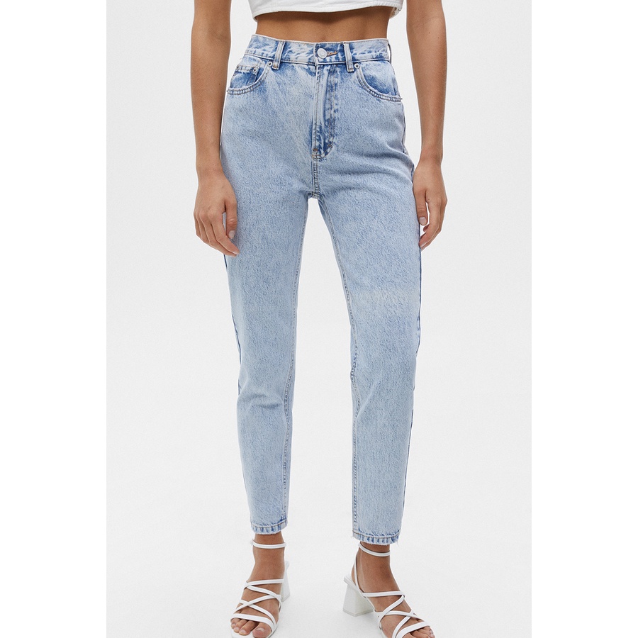 งานแท้ ยีนส์ผุ้หญิงเอวสูง PULLBEAR BASIC MOM HIGH RISE ANKLE LENGTH สียีนส์อ่อนฟอก สีใหม่ พร้อม ...
