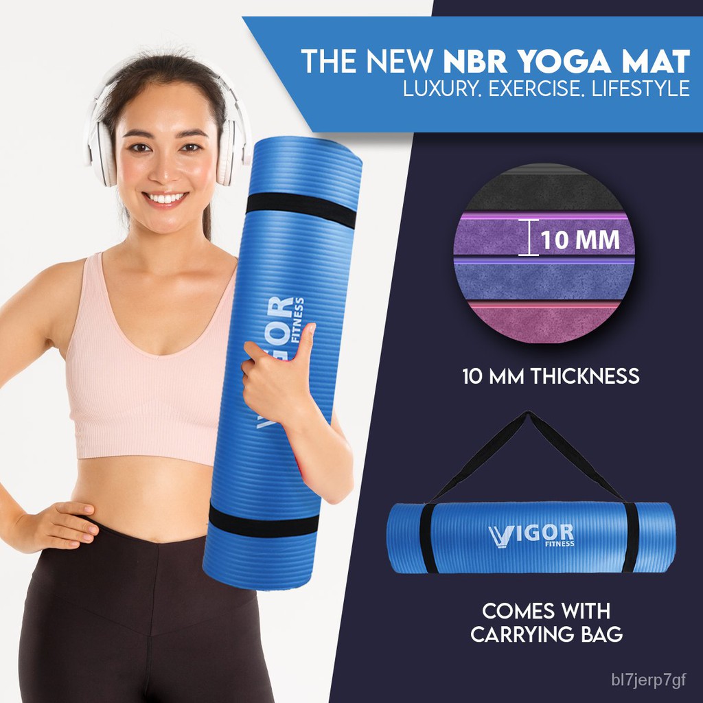VIGOR FITNESS NBR Yoga Mat (10mm) Free Strap b6LC - bl7jerp7gf - ThaiPick
