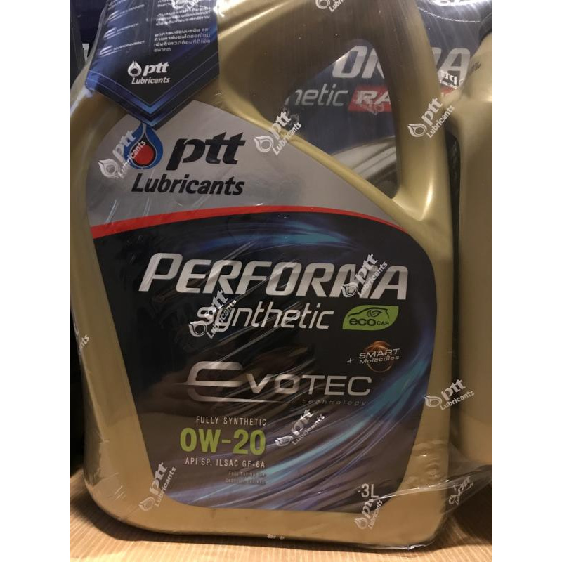 น้ำมันเครื่องเบนซิน 100 Ptt performa synthetic eco Evotec technology 0w-20 ขนาด 3 ลิตรแถม1ลิตร ...
