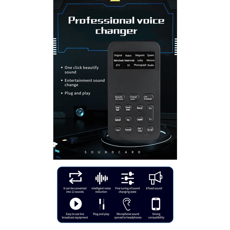 ไมโครโฟน12 Modes Voice Changer for Smartphone PC Tablet Laptop Live ...