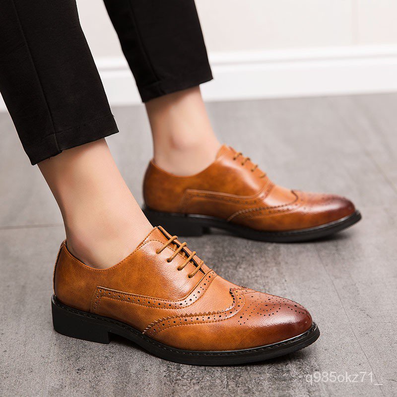 Ready stock Vintage brogue men shoes pointed brogues oxford business ...