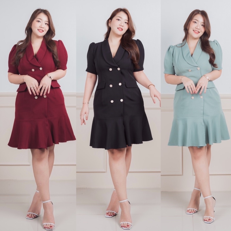 เดรสปั้นหุ่น สาวอวบใส่แล้วผอมมาก (M-4XL) 5XLขึ้นไป สั่งตัดได้ - hi ...