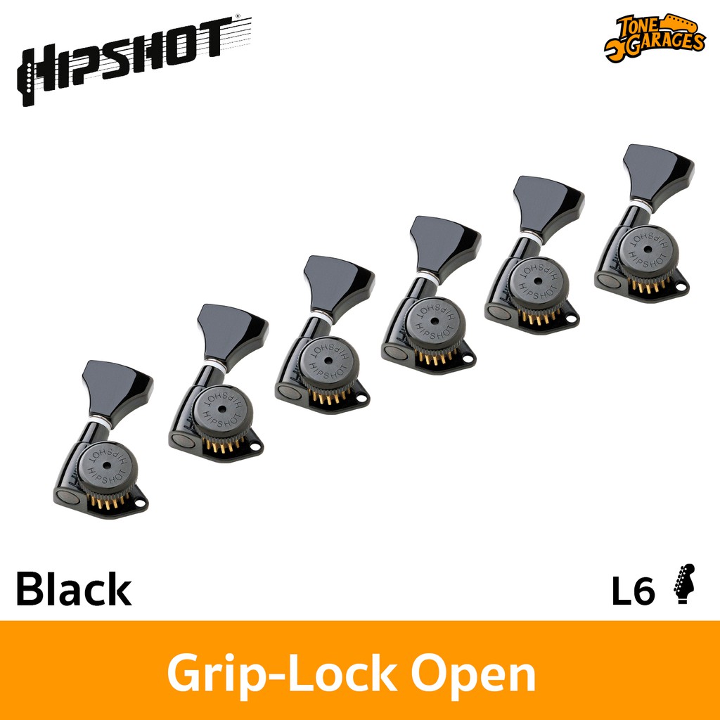 Hipshot Grip-Lock Open Stag ลูกบิดกีต้าร์ ล็อคสาย สี Black แถวเดียว L6 ...