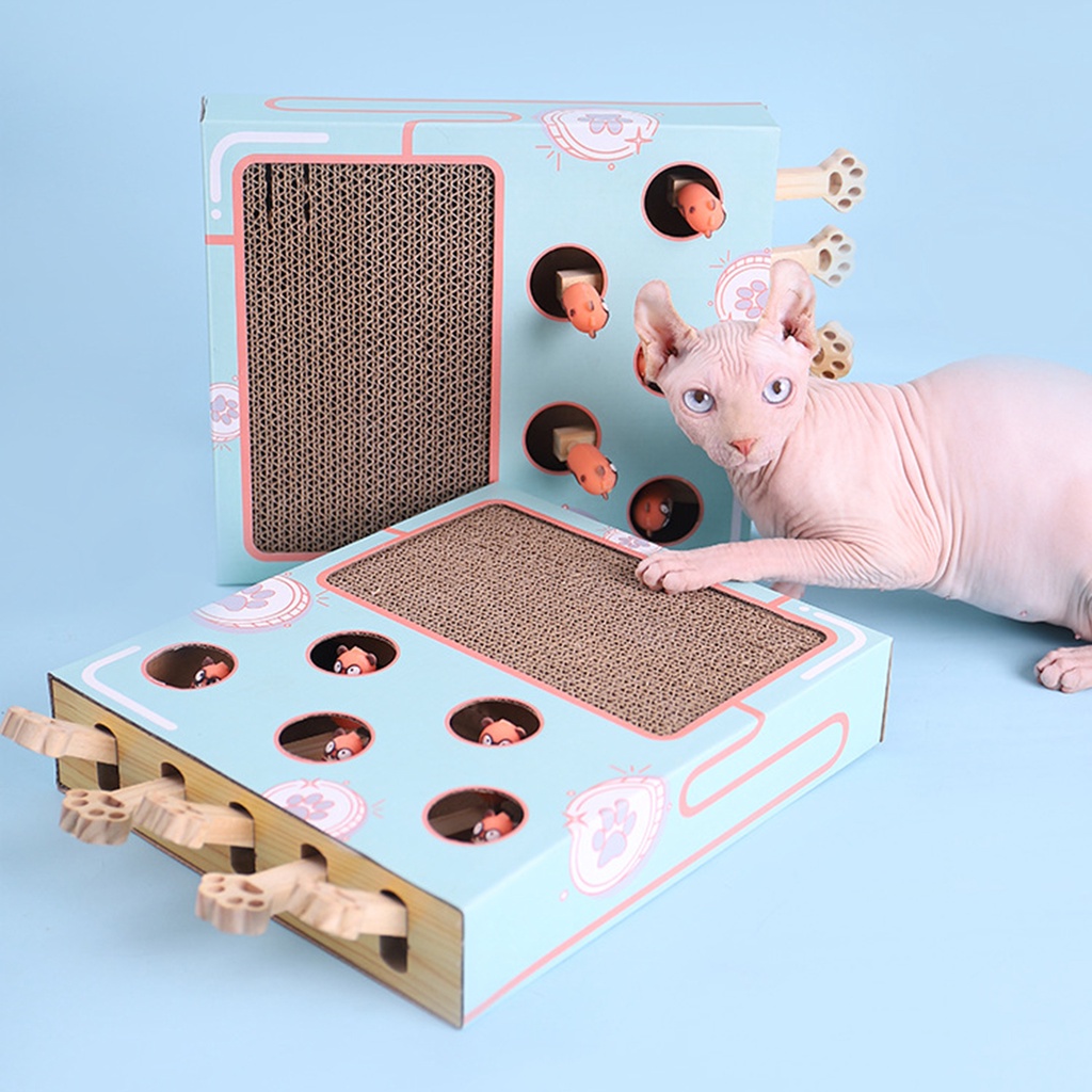 2021NEW Cat Toy Chase Hunt Mouse Cat Game Box 3 in 1 with Scratcher ...