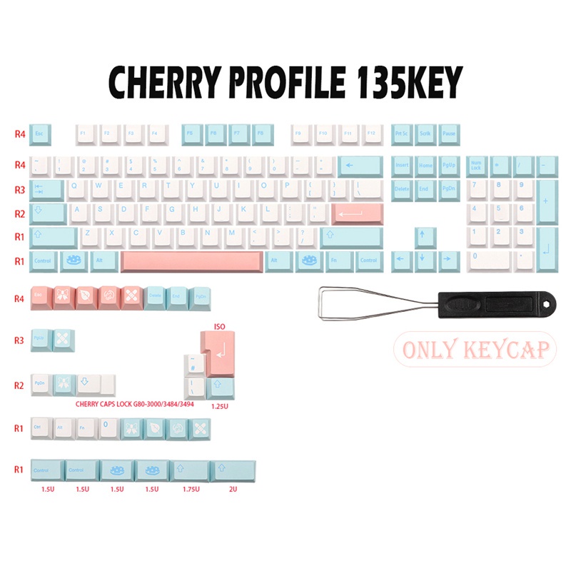 135 Key ISO GMK Noel PBT Dye Subb Keycap Cherry Profile Keycaps Set for ...