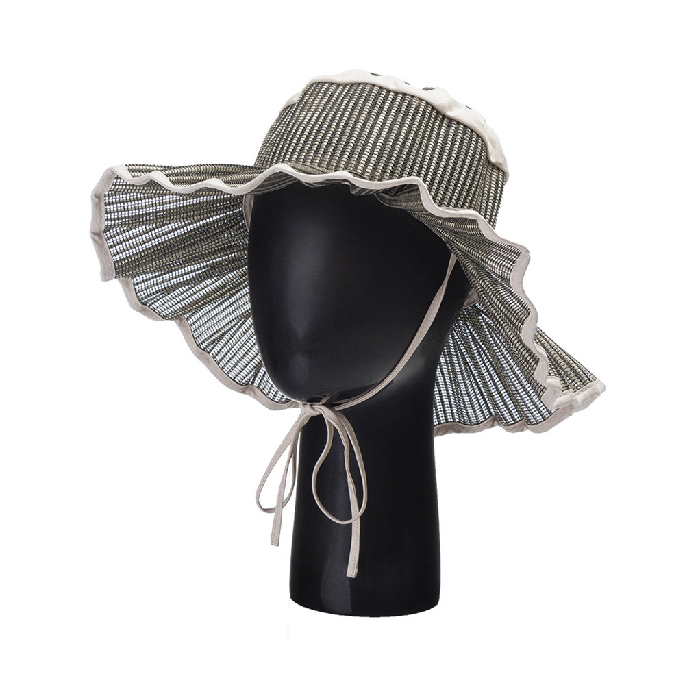 202021 new foldable pleated belt strap big brim hat ladies beach travel ...