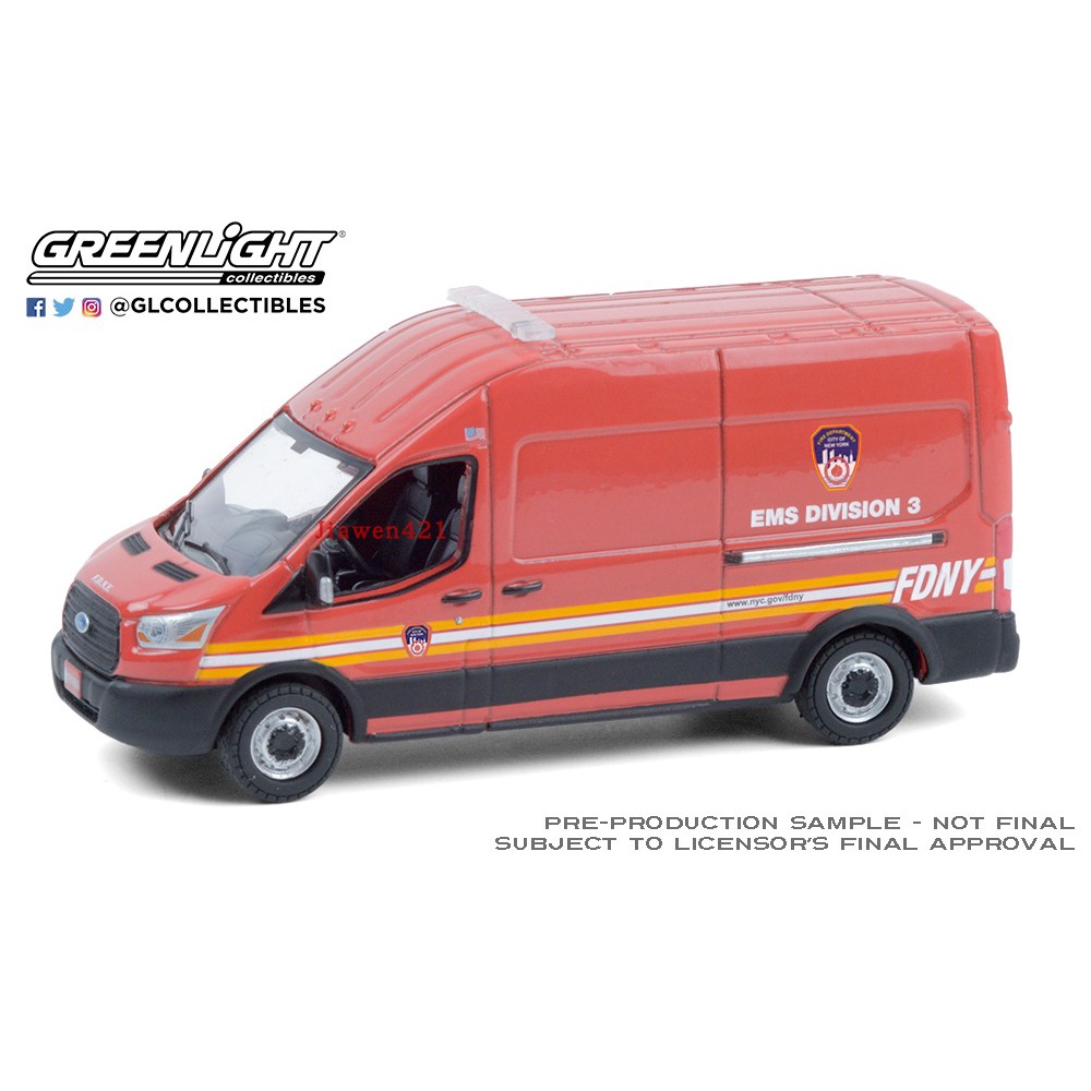 1:64 GreenLight Ford Transit High Roof-FDNY EMS Collection of die-cast ...