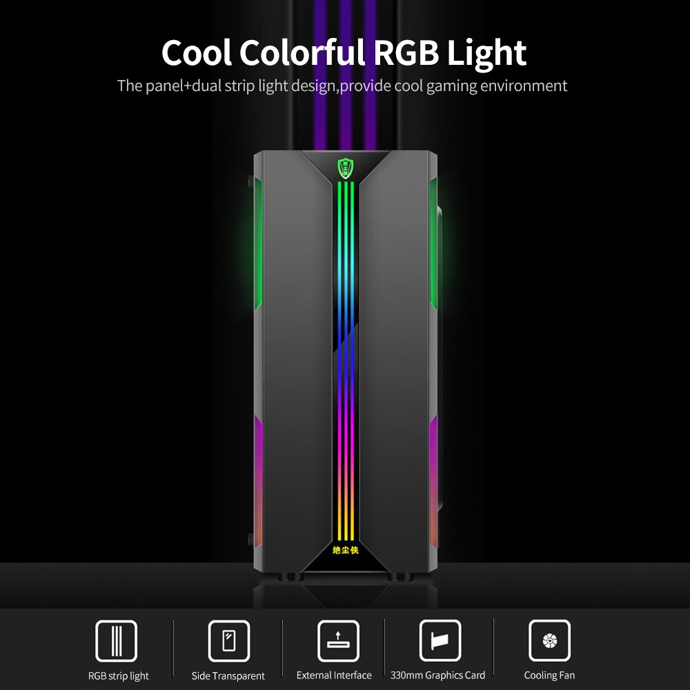 Desktop Computer Case ATX Fullview Side Transparent RGB PC Case Support ...