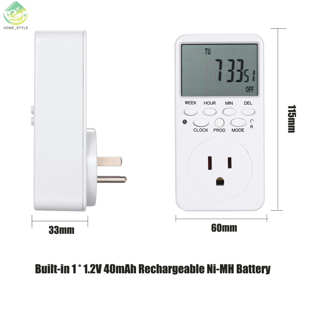 Digital Timer Switch Socket LCD Display Plug-in Programmable Time Switch Energy Saving ...
