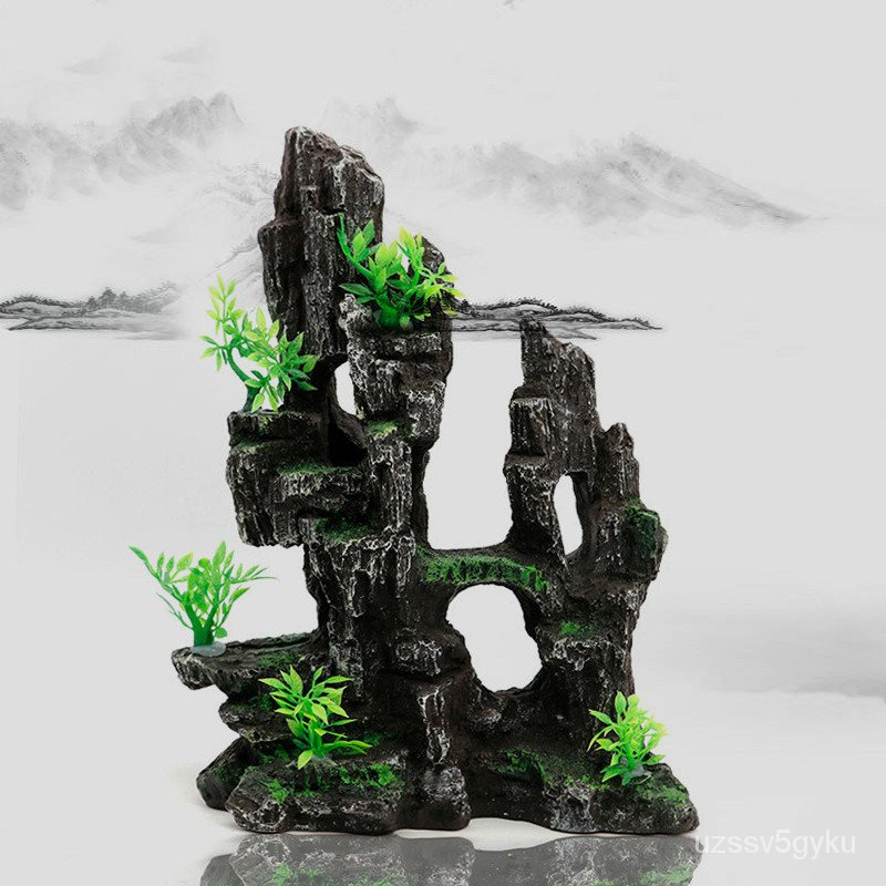 Resin Rockery Aquarium Decoration Accessories Artificial Mountain Hill ...