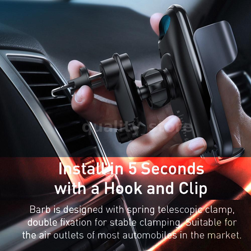 Baseus Wireless Car Charger 15w Fast Charging Auto Clamping Car Mount