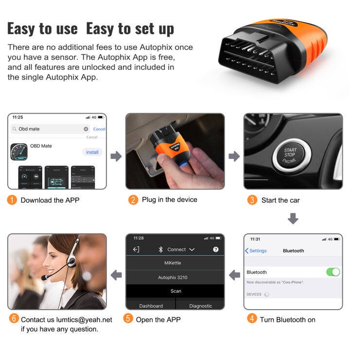 Autophix 3210 OBD2 เครื่องสแกนเนอร์ ตรวจสอบบลูทูธ เครื่องยนต์ อ่านโค้ด ...