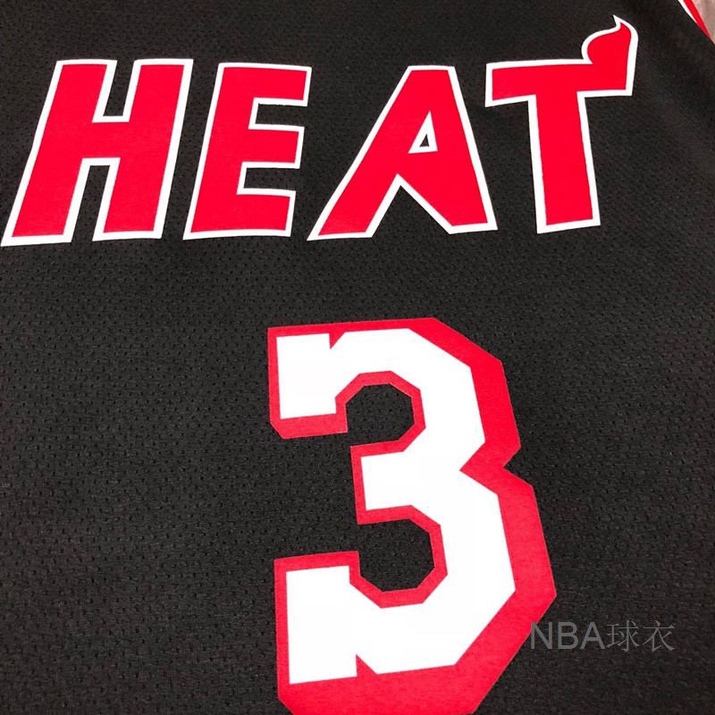 เสื้อกีฬาบาสเก็ตบอลสไตล์วินเทจ NBA Jerseys สีดํา Miami Heat Fire Team 3 ...