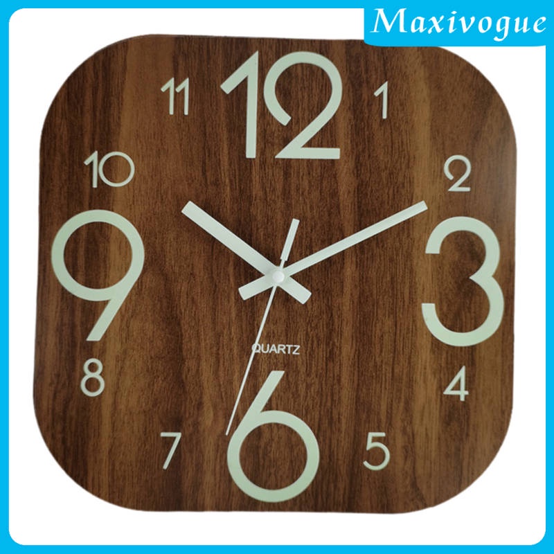 [HOT!] 30cm Square Wall Clock ,Luminous Wooden Decorative, Modern Night ...