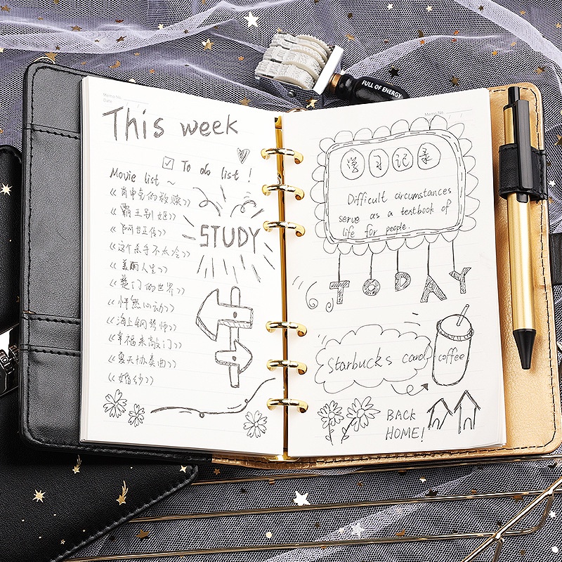 ∏ Binder A6 Notebook with Lock 6 Rings Notepad Office Diary Journal ...