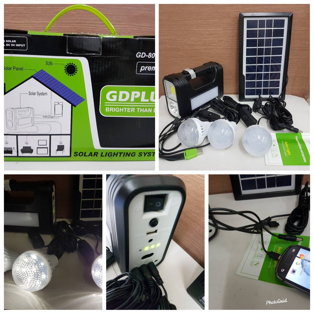 SOLAR LIGHTING SYSTEM GDPLUS รุ่น GD-8017/GD-7 ชาร์จไฟด้วยไฟบ้าน/USB ...