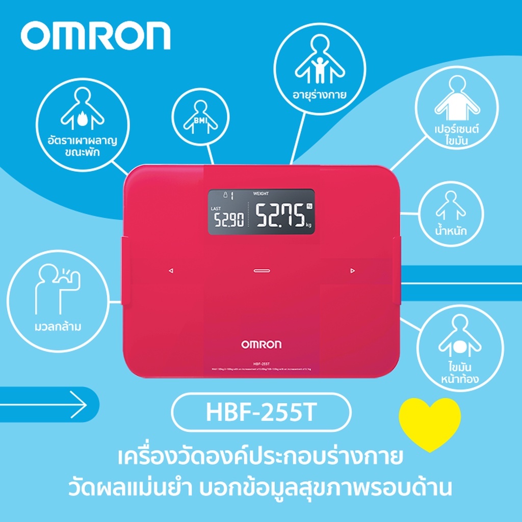 Omron Body Composition Monitor HBF-255T เครื่องวัดดัชนีมวลกาย รุ่น HBF-255T ของแท้รับประกันศูนย์ ...