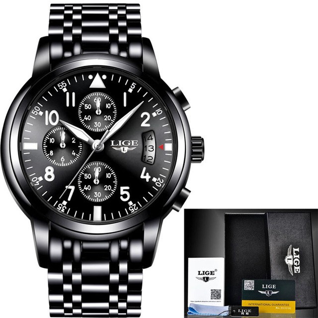 LIGE Watches Mens Fashion Waterproof Analog Quartz Clock TyEl ...