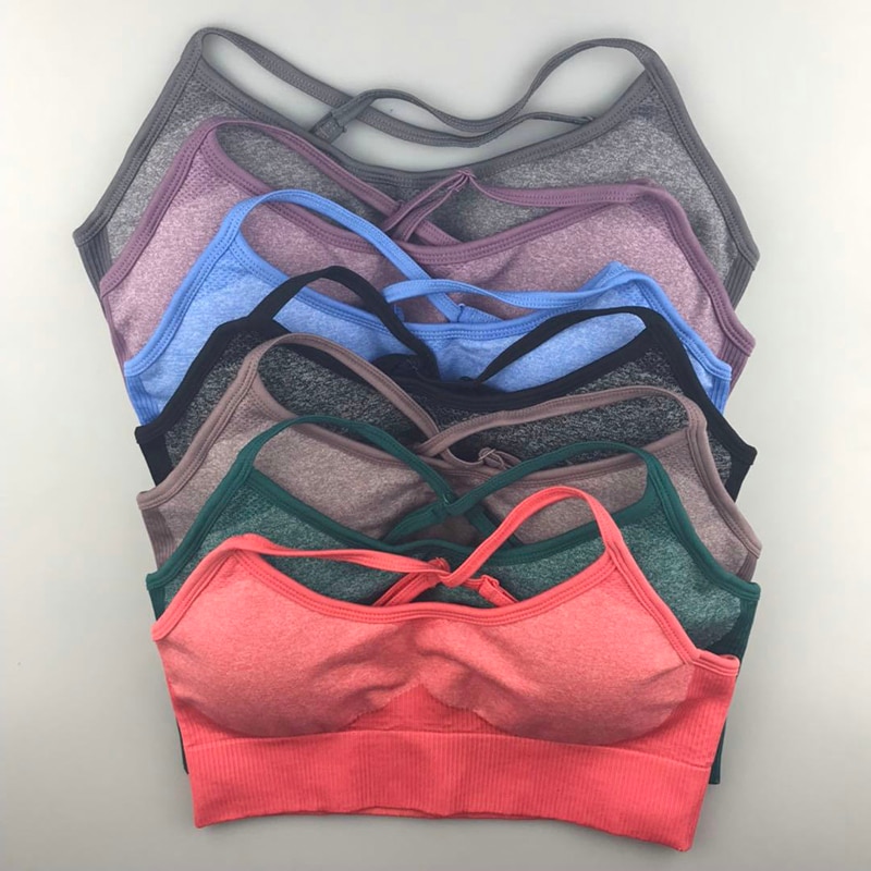 Energy Seamless Patchwork Yoga Bra Padded Push Up Sports Top Women ...