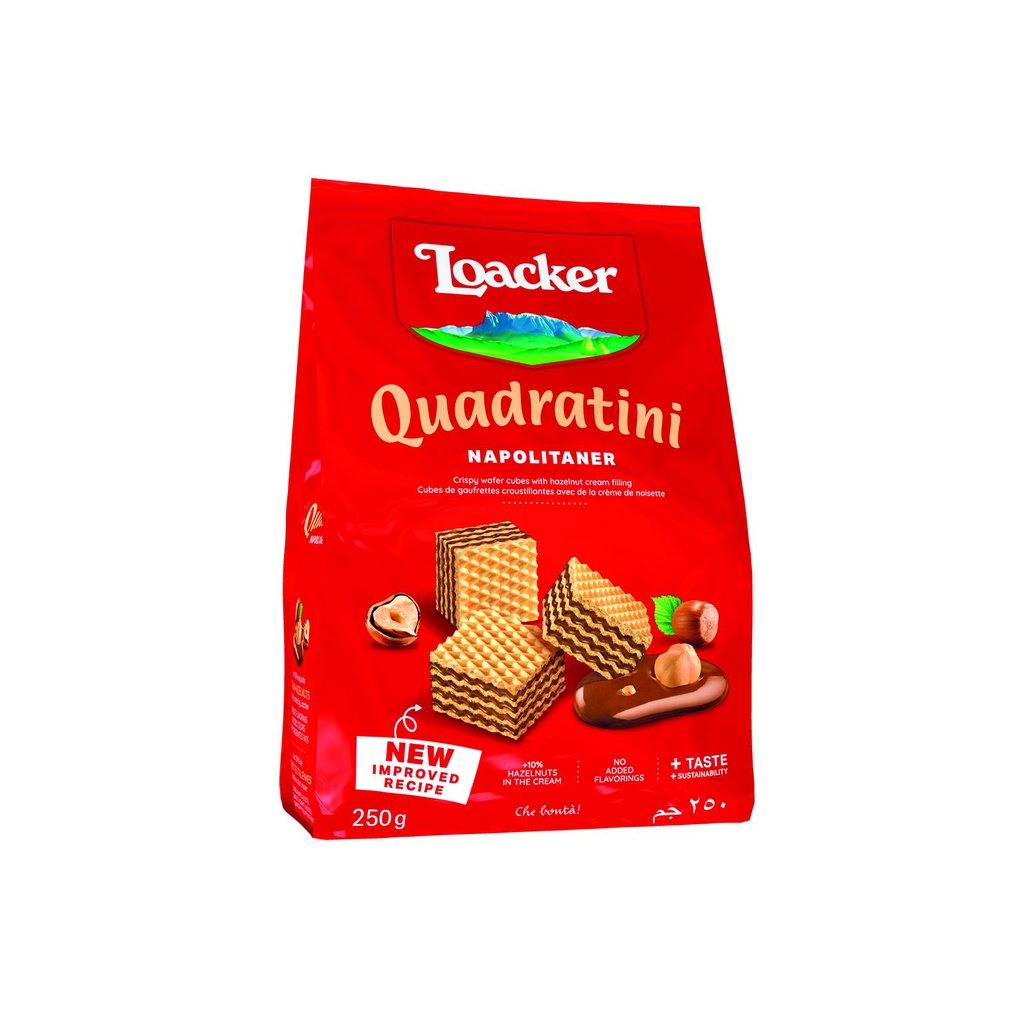 Loacker ล็อคเกอร์ ควอดราตินี นาโปลิเทนเนอร์ (เวเฟอร์สอดไส้ครีมเฮเซลนัต ...