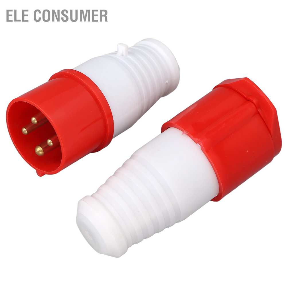 ELE Consumer 2pcs Industrial Plug Socket IP44 Waterproof 4 Pin Red CEE ...
