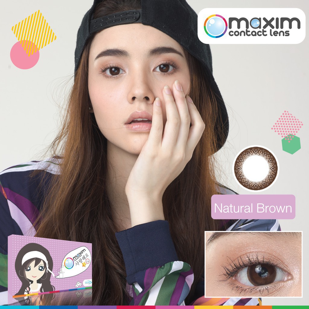 Maxim contact lens สี natural brown รุ่น blink กล่องม่วง แม็กซิม ...