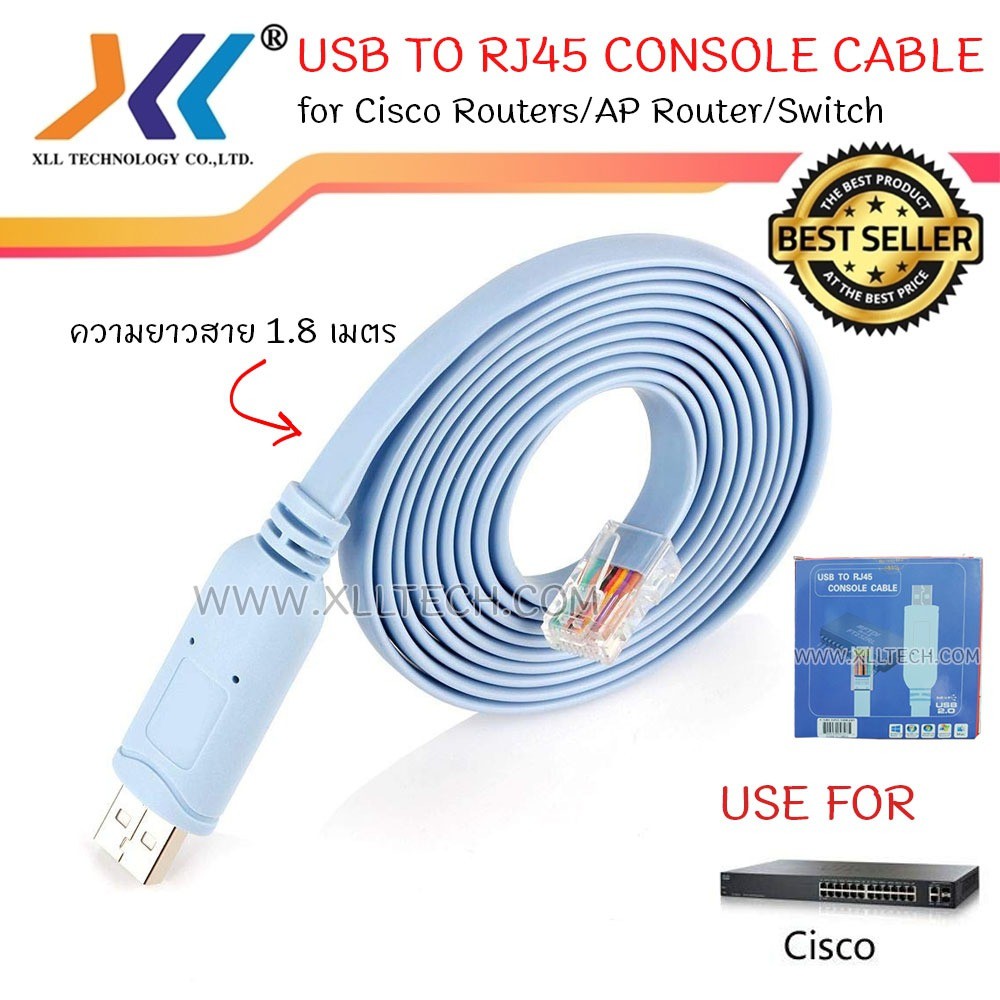 USB TO RJ45 CONSOLE CABLE สำหรับ Cisco Routers AP Router Switch Windows ...