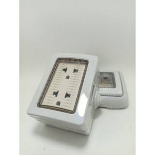 ฺบิทิชิโน ชุดเต้ารับกราวด์คู่พร้อมหน้ากากกันน้ำ Bticino Duplex ...