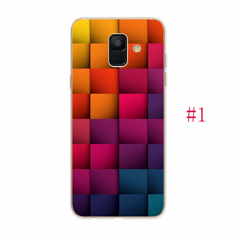 เคสโทรศัพท์มือถือ Samsung A6 A6 A8 A8 Plus A7 A9 2018 ปลอก TPU อ่อน สีลวดลายสี่เหลี่ยมจัตุรัส ...