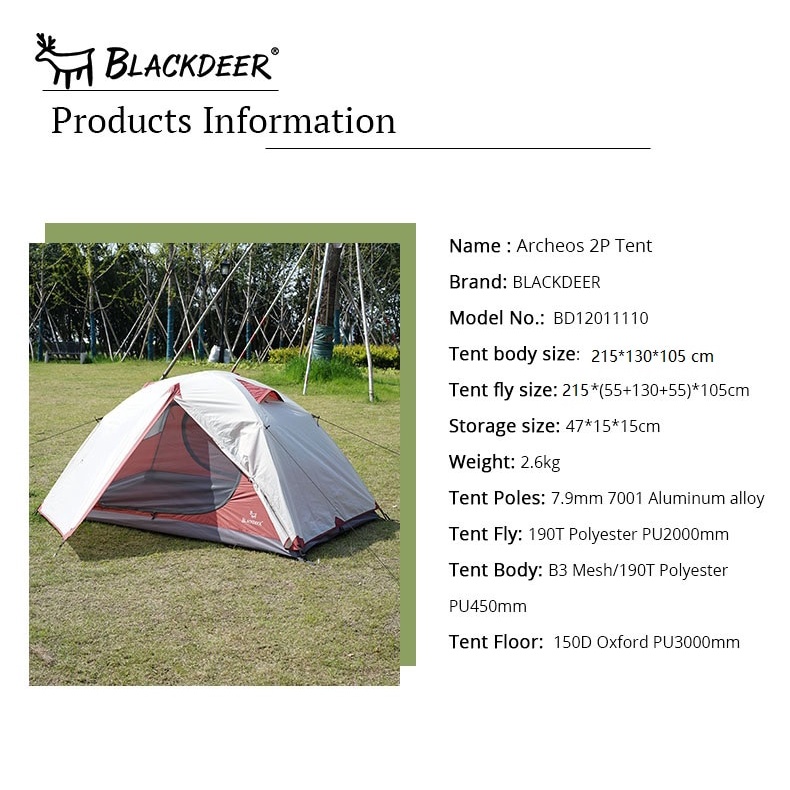 เต็นท์ Blackdeer Archeos 2P Tent สำหรับ 1-2 คน น้ำหนักเบา กันฝนได้ดี กางง่าย พกพาสะดวก ...