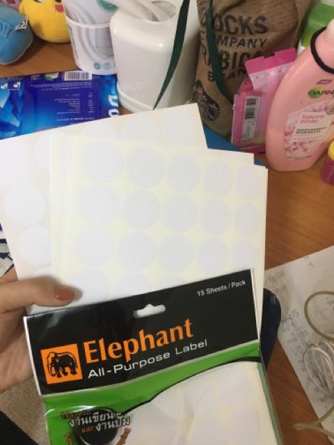 ELEPHANT All-Purpose Label ป้ายสติ๊กเกอร์อเนกประสงค์ วงกลม ตราช้าง ...