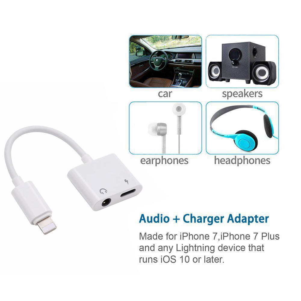 2 In 1 Audio Charging Adapter Lightning Adapter 3.5mm Earphone Jack AUX ...