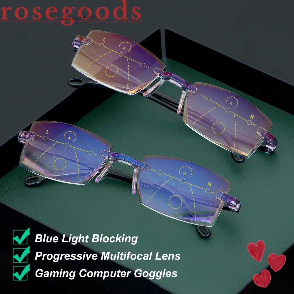 ROSE Fashion Progressive Multifocal Eyewear Diamond-cut Reading Glasses ...