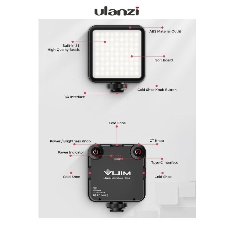 Ulanzi Vijim VL81 Led Video Light ไฟติดหัวกล้อง ขนาดกะทัดรัด - ulanzi ...
