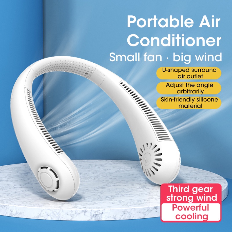 Portable Hanging Neck Fan USB Rechargeable Mini Fan Bladeless Mute Fans ...