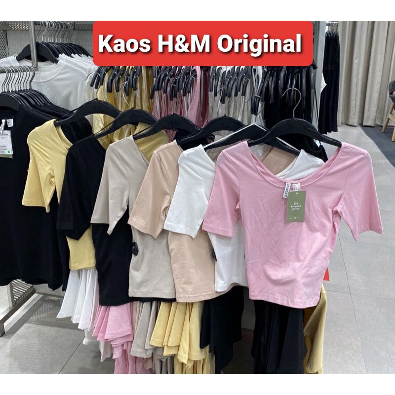 H&M Hnm Original HnM เสื้อยืดครอป แขนสั้น ทรงปกติ | Shopee Thailand